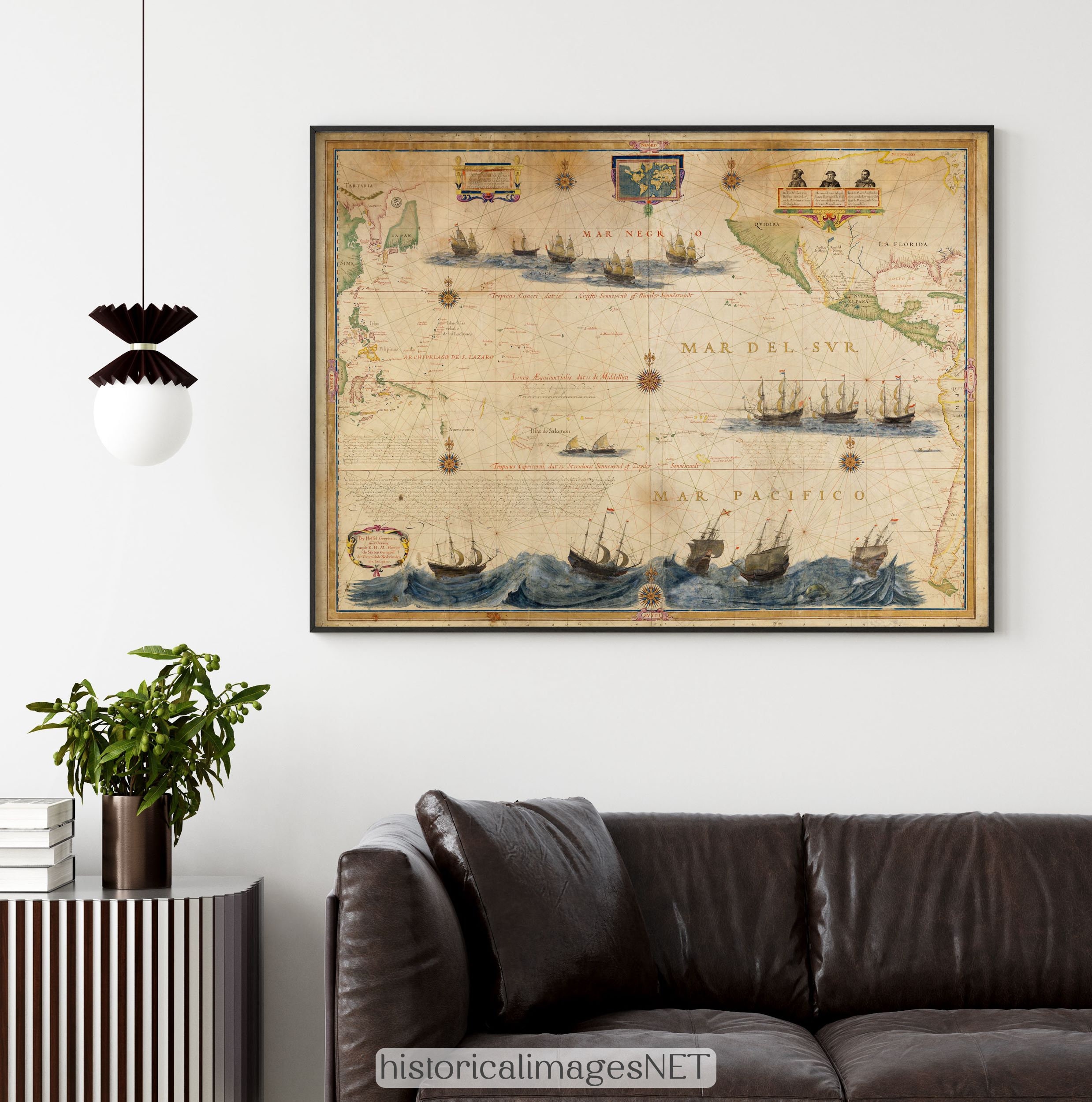 Ancient Map of the South Sea. Pacific Ocean. Poster Reproduction of a ...