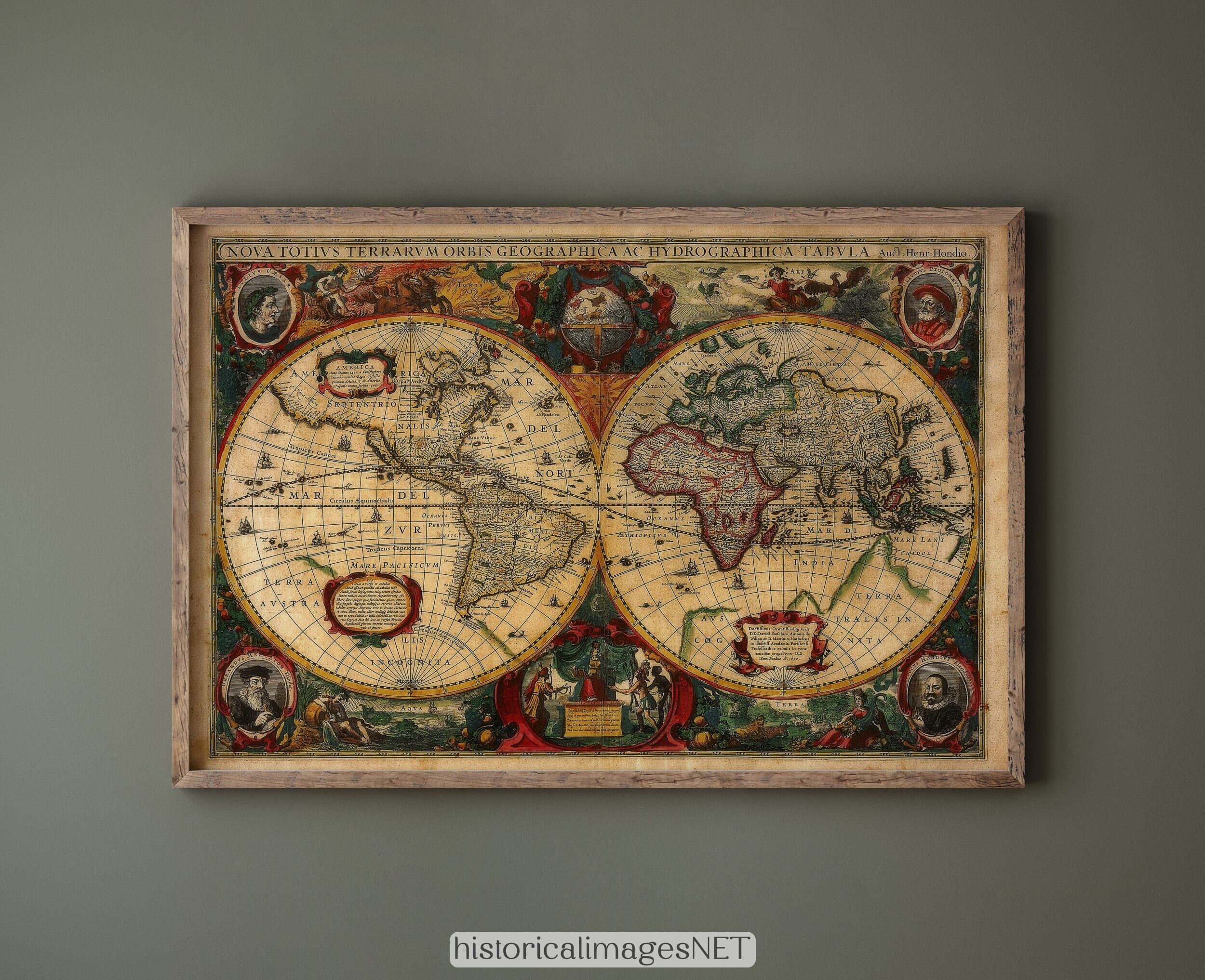 Old Wold Map Poster. Fine Art Reproduction Print From a World Map of ...
