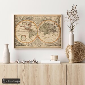 Ancient World Map Poster Reproduction by Jodocus Hondius - Etsy