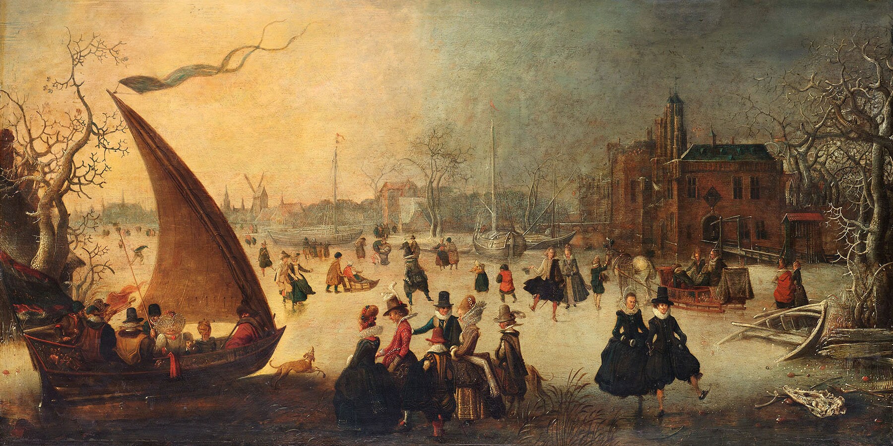 Adam Van Breen. Landscape With Frozen Canal Skaters and an - Etsy