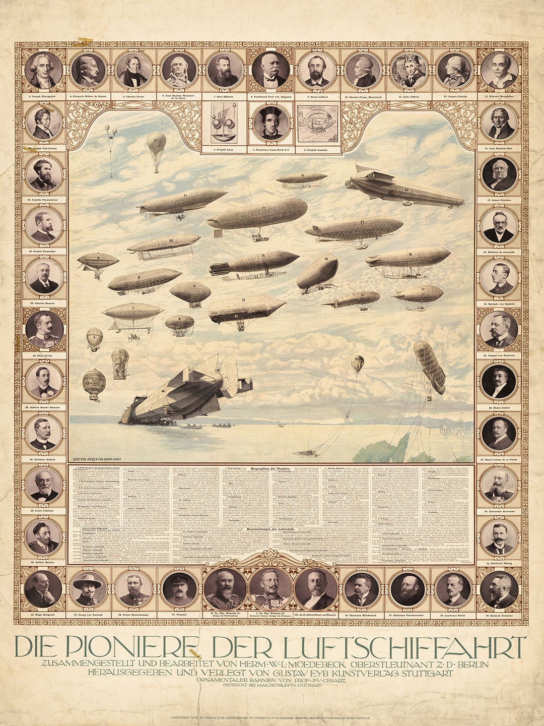 Aviation Pioneers German Poster With Many Important International ...