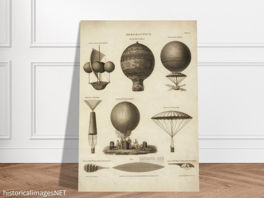 Technical Illustration Shows Early Historical Balloon Designs XIX 1818 ...