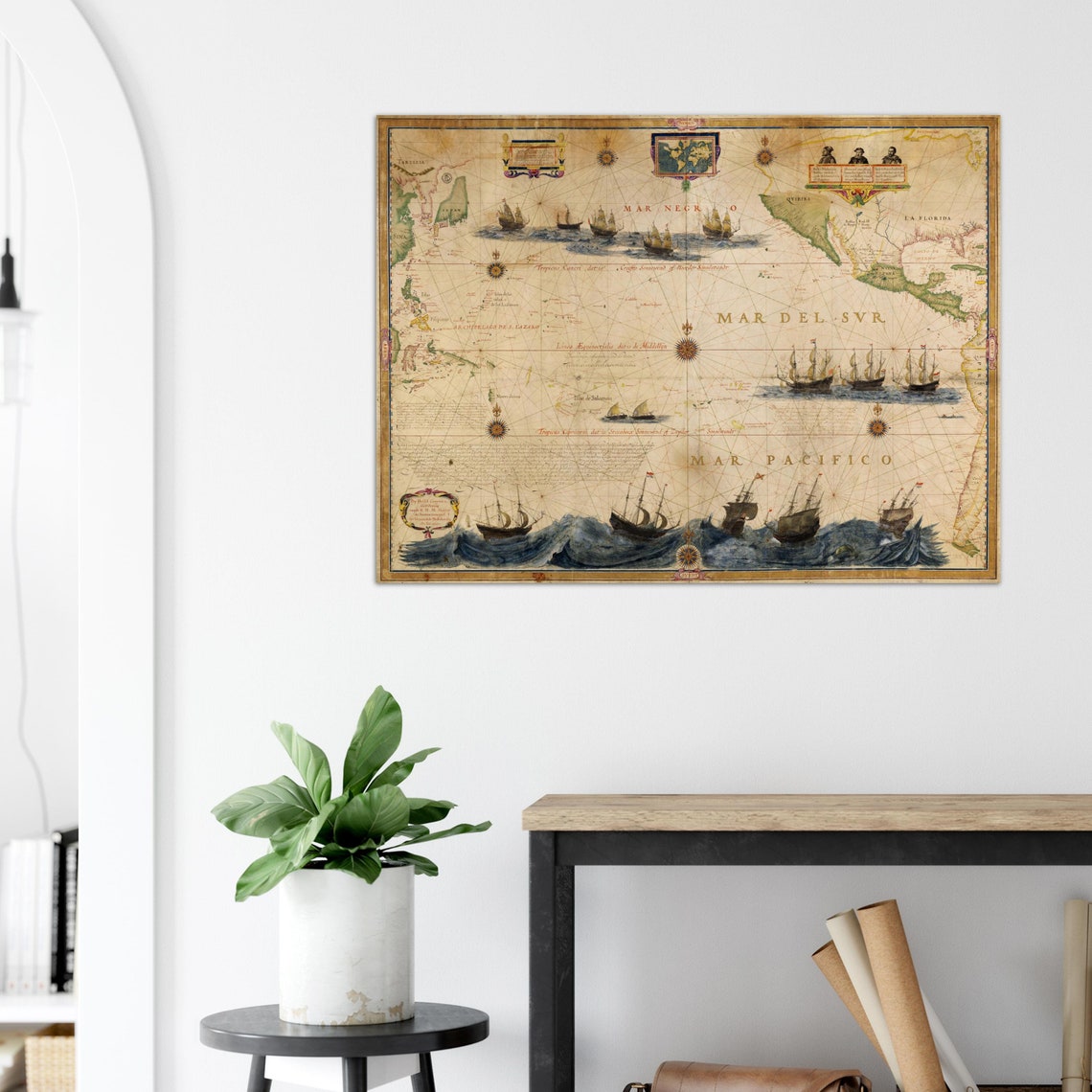 Pacific Ocean South Sea Ancient Old Map Poster by Hessel Gerritsz 1622 ...