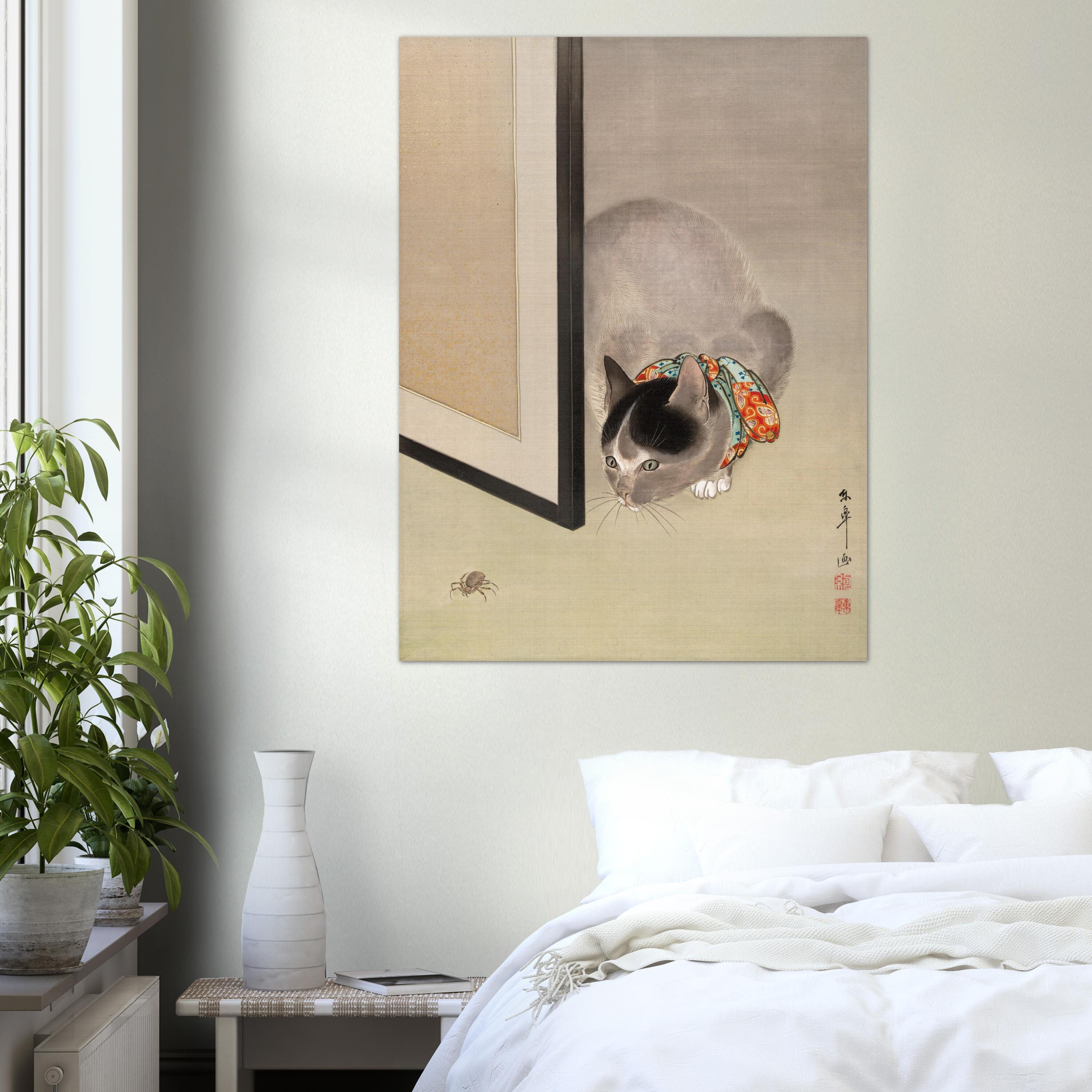 Cat Watching a Spider Poster Reproduction Author: Oide Toko - Etsy