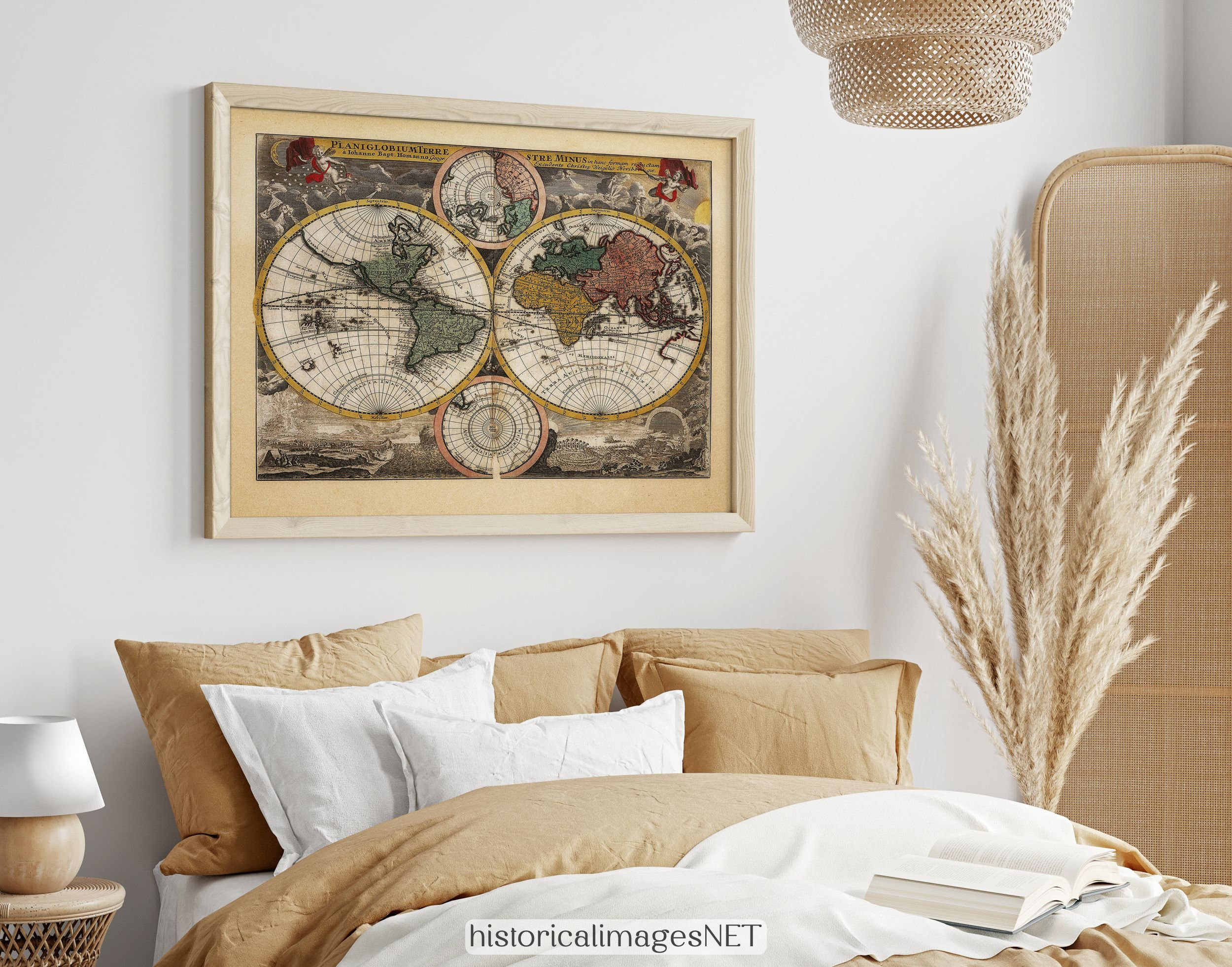 Ancient World Map Poster Reproduction From 1720. Fine Art Print. Wall ...