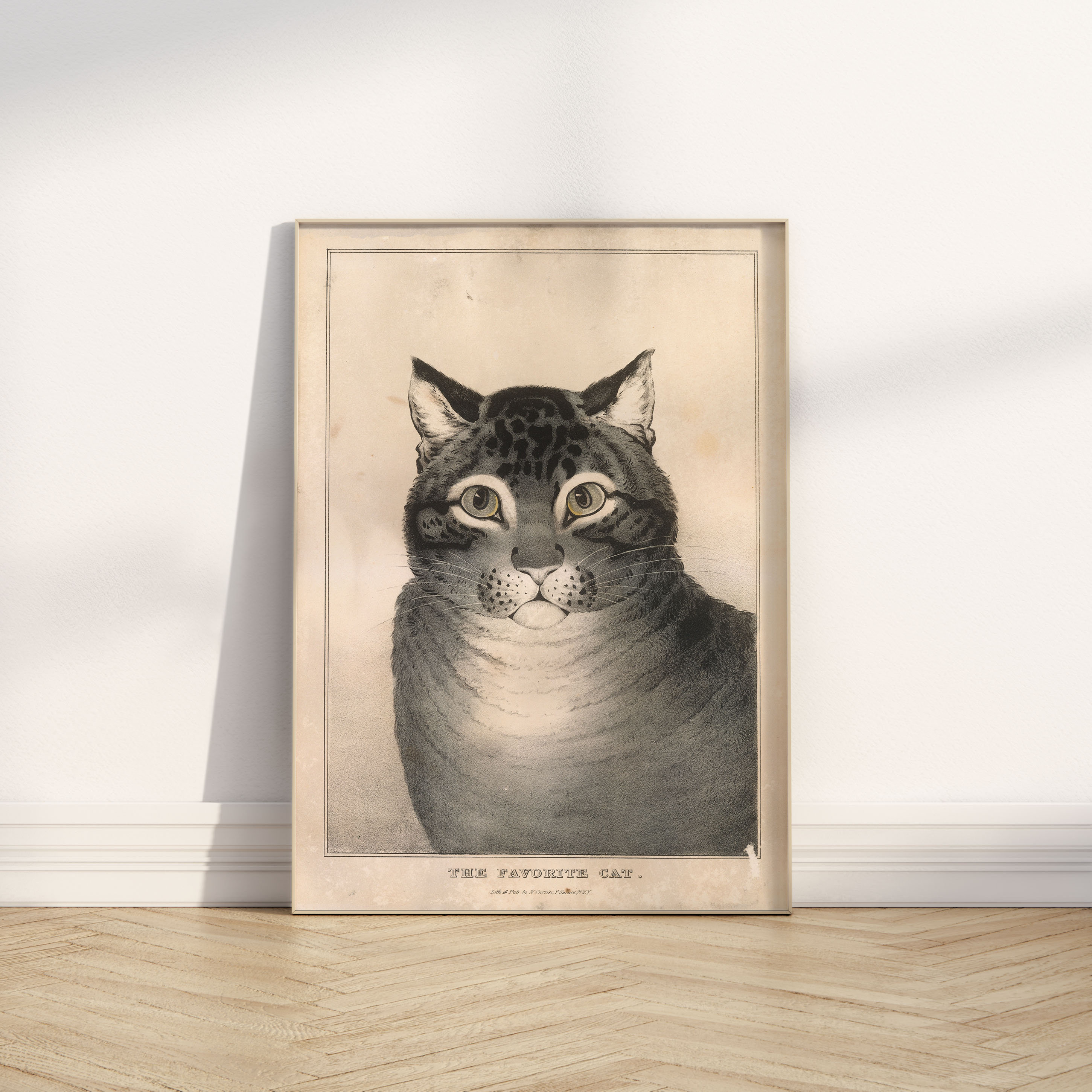 The Favorite Cat Poster Author: Nathaniel Currier 1838 - Etsy