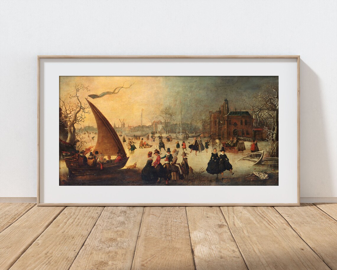 Adam Van Breen. Landscape With Frozen Canal Skaters and an - Etsy