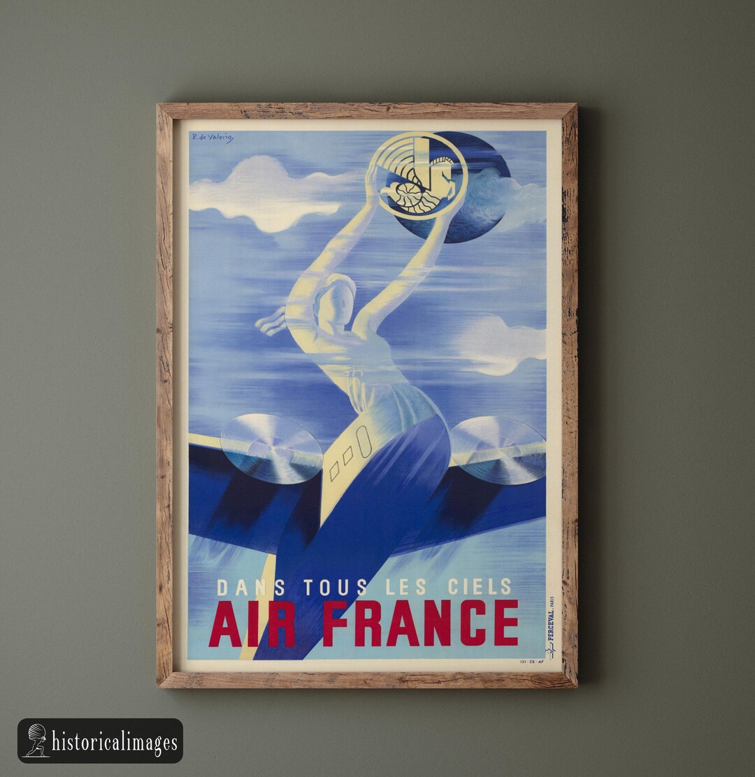 Air France Vintage Historic Advertising Poster. Wall Art Repro. Fine ...