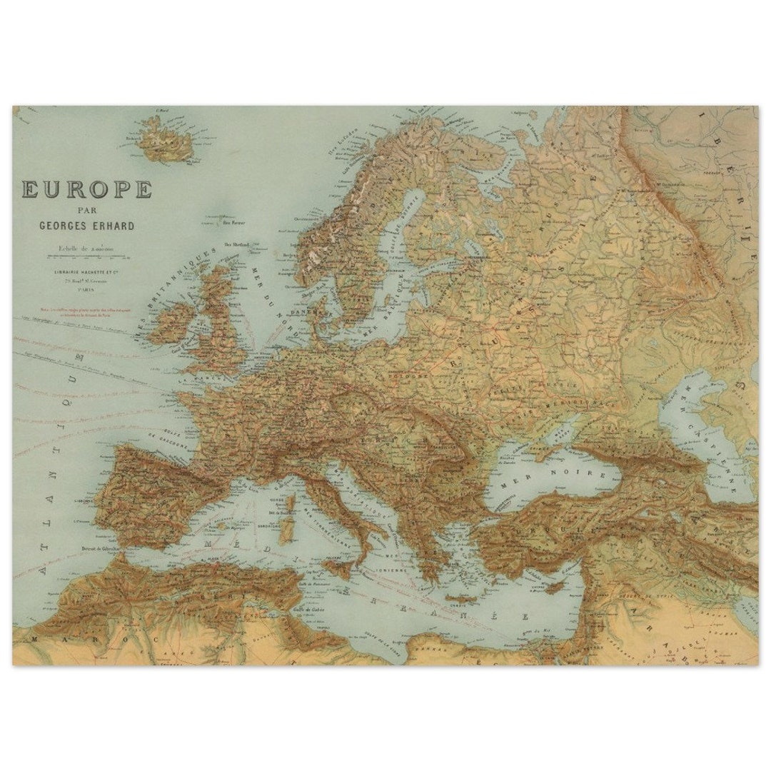 Ancient Old Map of Europe. Fine Art Print and Canvas. George Erhard ...