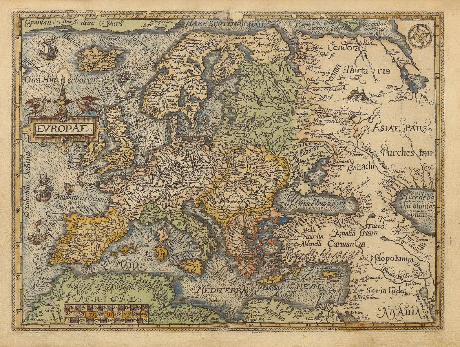 Old Map Poster of Europe Itinerarium Orbis Christiani by Michael ...