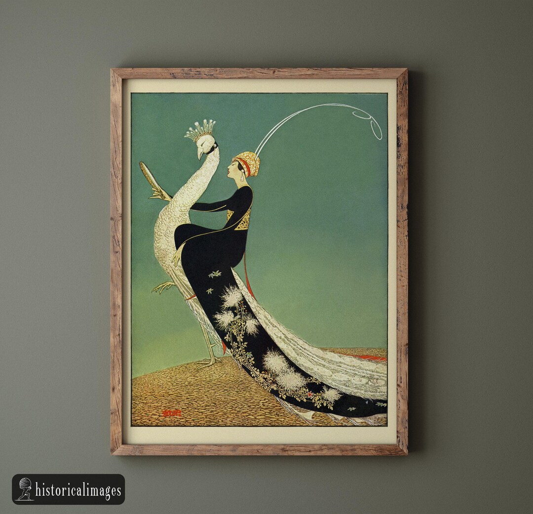 George Wolfe Plank Fashion Magazine Cover of 1918. Woman Riding Peacock ...