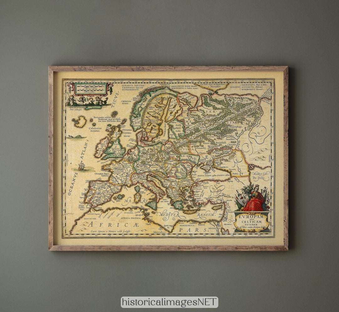 Ancient Map of Europe Print by Ortelius. Vintage Old Map Reproduction ...