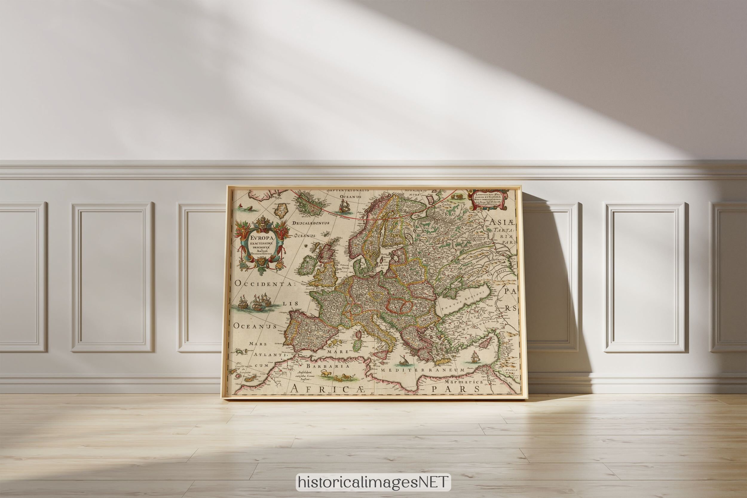 Antique Map of Europe Reproduction of the 1620 by Hendrik Hondius. Fine ...