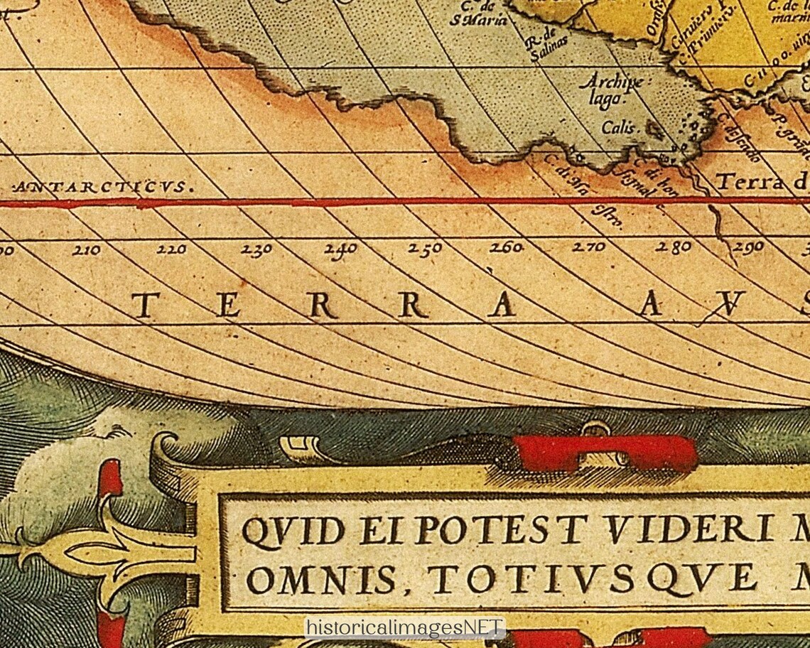 Ancient Map Reproduction Print of a World Map of 1579 by Abraham ...