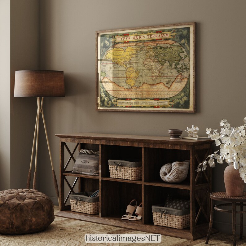 Ancient Map Reproduction Print of a World Map of 1579 by Abraham ...