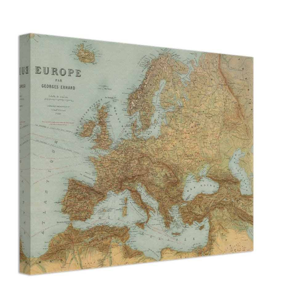 Ancient Old Map of Europe. Fine Art Print and Canvas. George Erhard ...