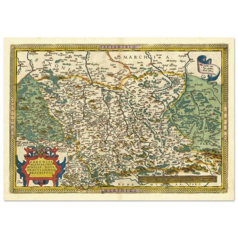 Ancient Historic Map of Saxony, Meissen, and Thuringia by Abraham ...
