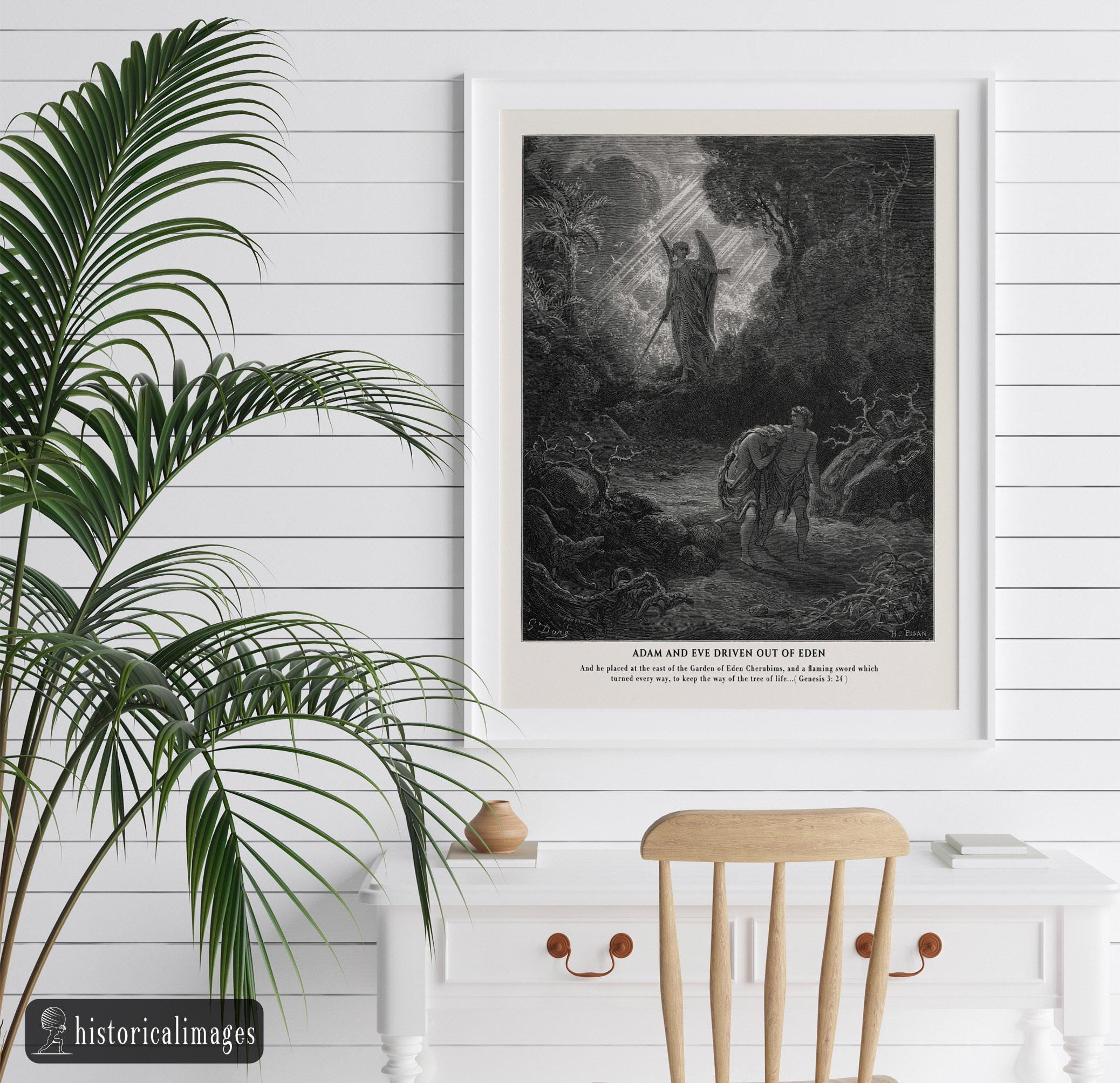 Gustave Dore the Bible Engraving Print Fine Art Reproduction. Adam and ...