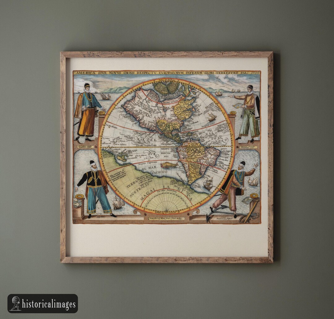 Ancient America Map Print, 1596, Theodor De Bry - Etsy