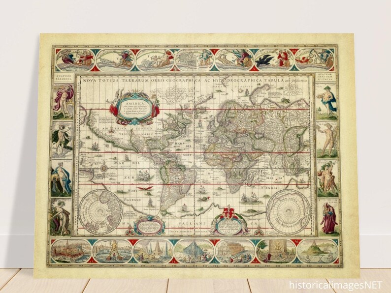 Ancient Old World Map 1638. A Beautifully Illustrated Antique Map ...