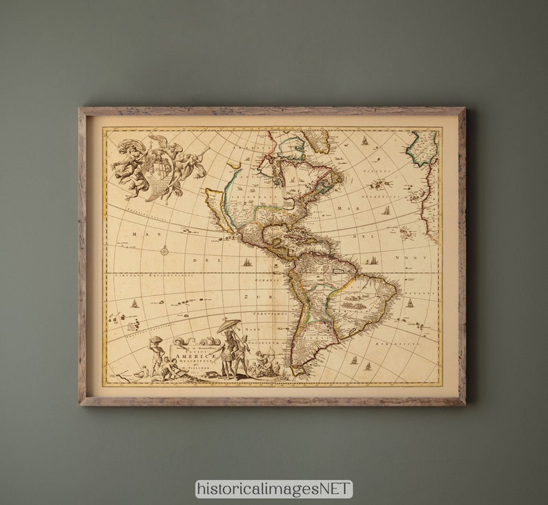 America Ancient Map Reproduction Print. Novissima Et - Etsy