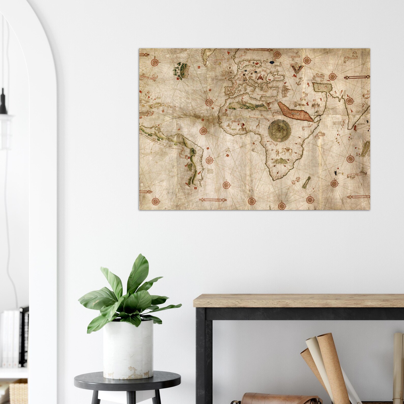 Nautical Planisphere World Map Poster Reproduction by Nicolaus De ...