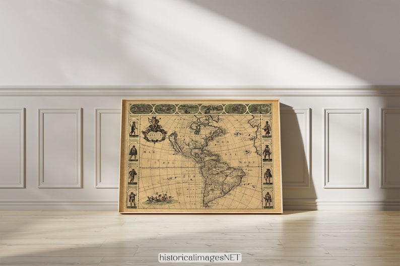 Ancient Map of America. Poster Reproduction of the XVII - Etsy