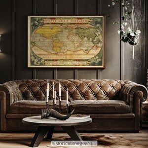 Ancient Map Reproduction Print of a World Map of 1579 by Abraham ...