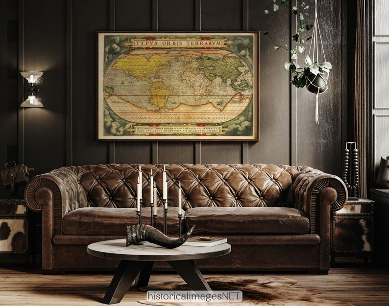 Ancient Map Reproduction Print of a World Map of 1579 by Abraham ...