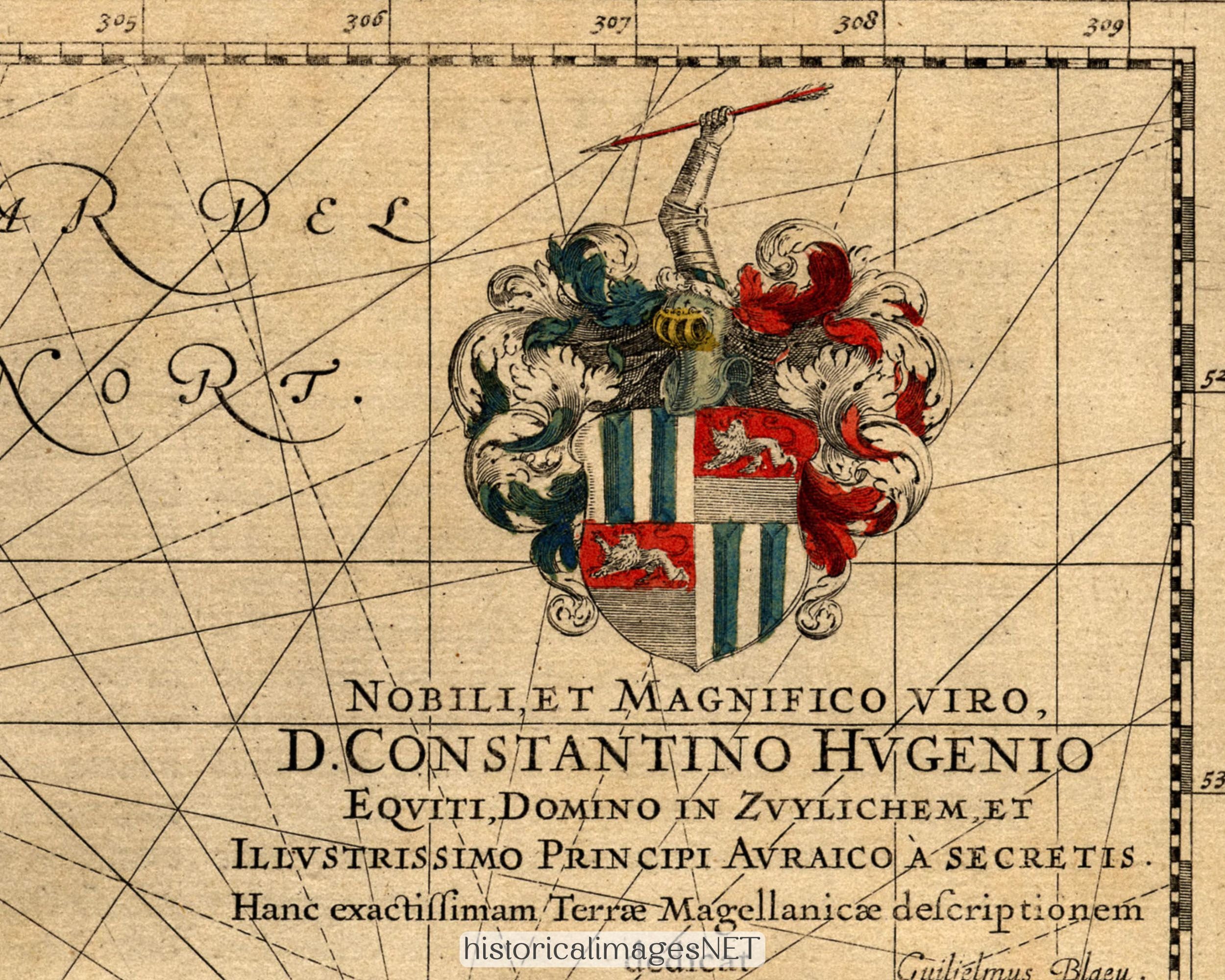 A Chart of Magellan by the Route of Tierra Del Fuego XVII Century Fine ...