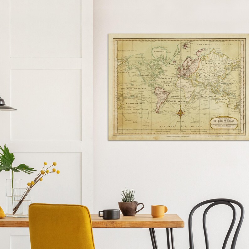 Ancient Vintage World Map Mercator's Projection by Samuel Dumm 1794 - Etsy