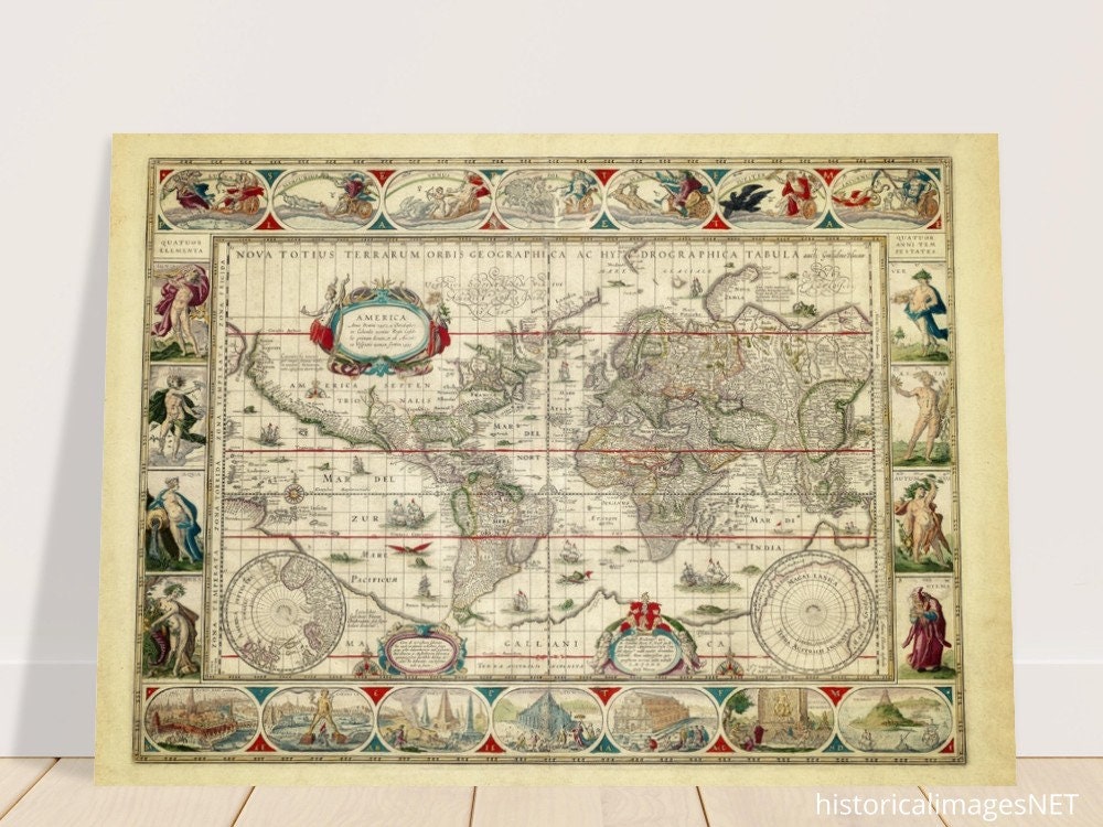 Ancient Old World Map 1638. A Beautifully Illustrated Antique Map ...