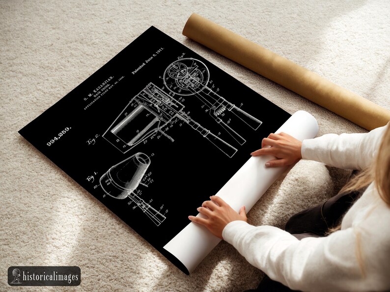 Hair Drier patent drawing by G M Kazanjian Matte print - Etsy Portugal