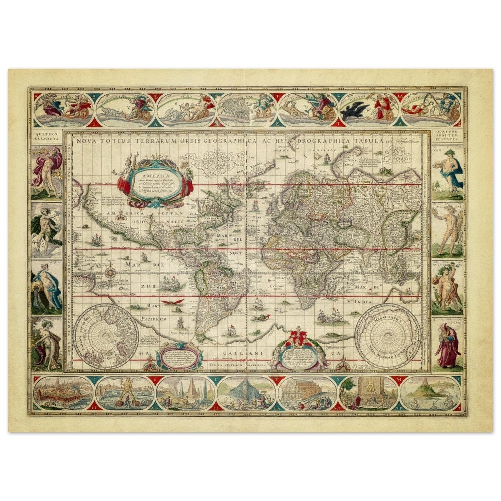 Ancient Old World Map 1638. A Beautifully Illustrated Antique Map ...