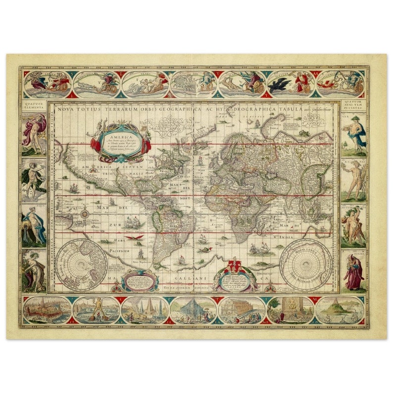 Ancient Old World Map 1638. A Beautifully Illustrated Antique Map ...