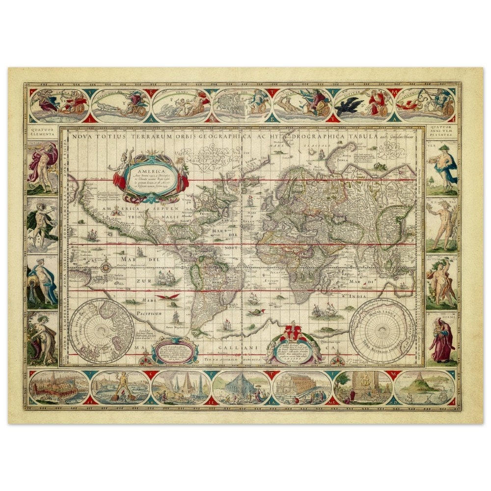Ancient Old World Map 1638. A Beautifully Illustrated Antique Map ...