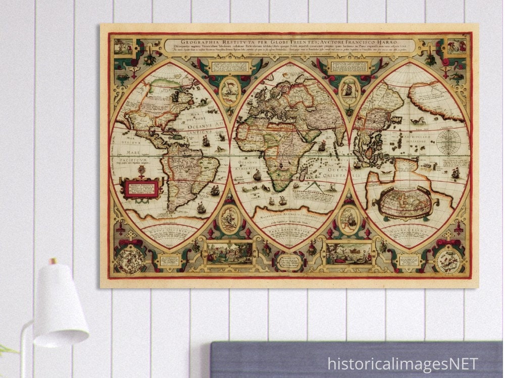 Ancient Old World Map of 1618. Fine Art Print. Remastered Poster ...