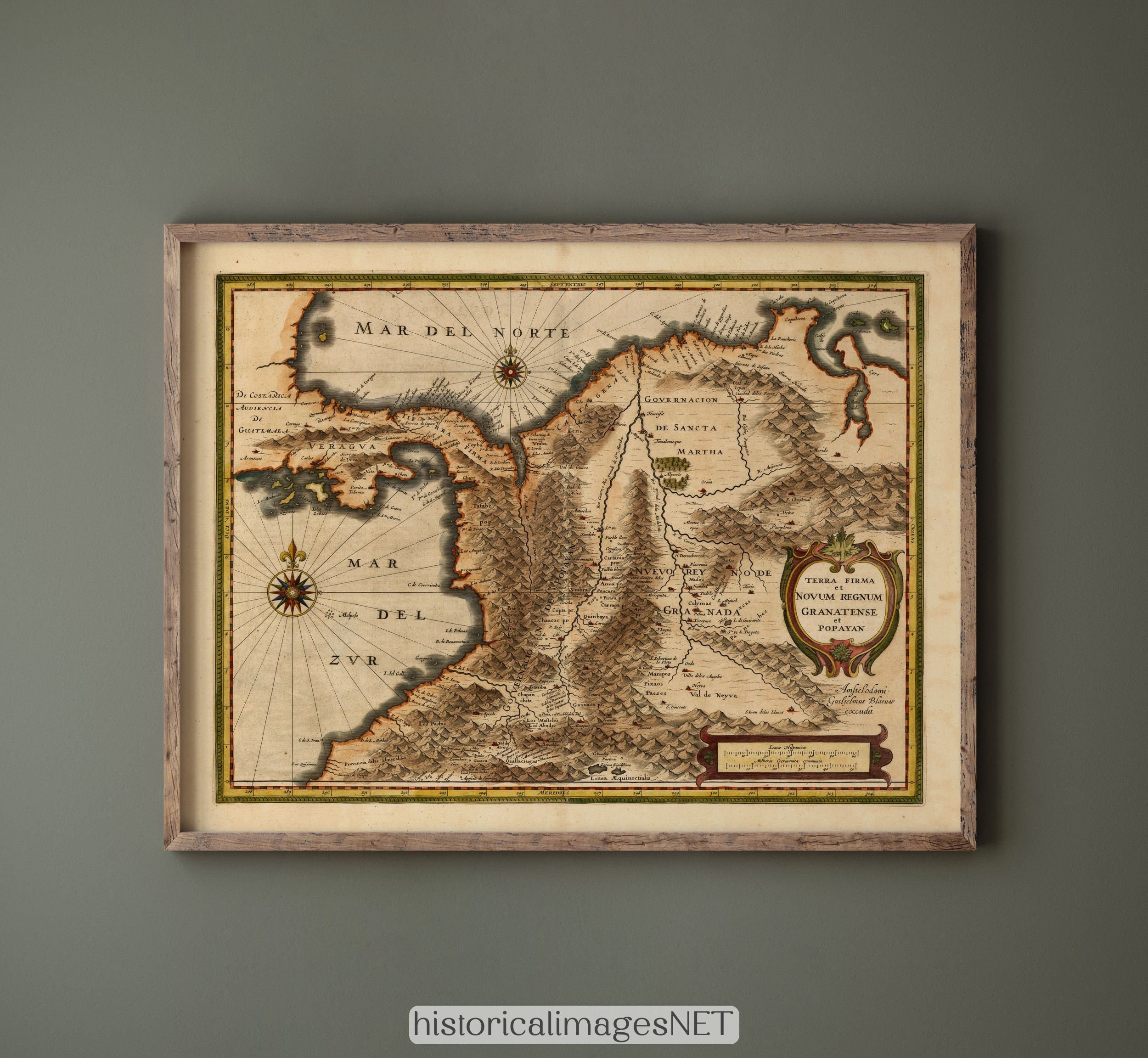 Ancient Map Print of Central America and the Northwestern Part of South ...