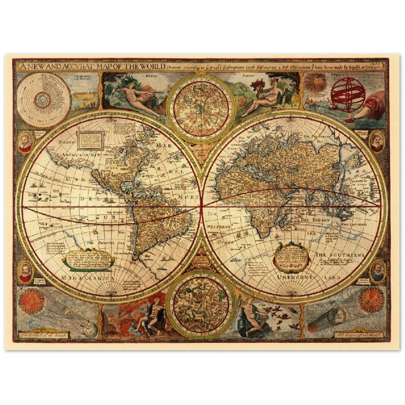 1651 Ancient World Map Poster Reproduction - Etsy