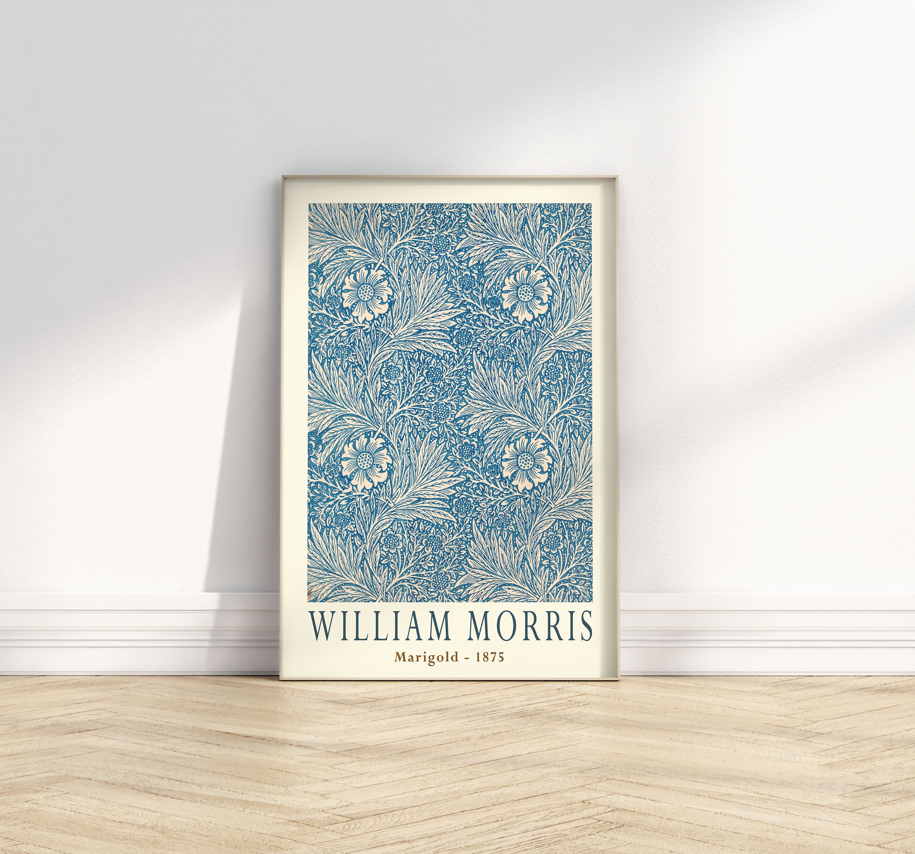 William Morris Marigold Art Print. Vintage Wallpaper Reproduction. Blue ...