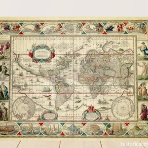 Ancient Old World Map 1638. A Beautifully Illustrated Antique Map ...