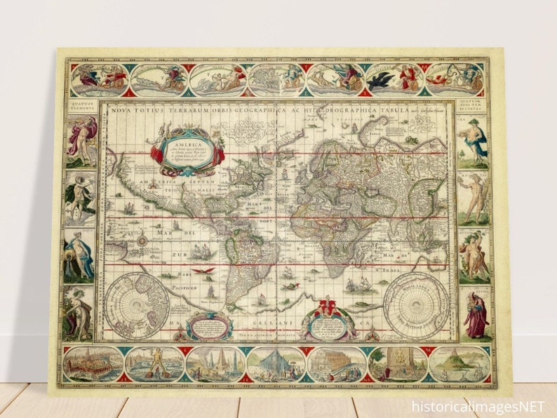 Ancient Old World Map 1638. A Beautifully Illustrated Antique Map ...