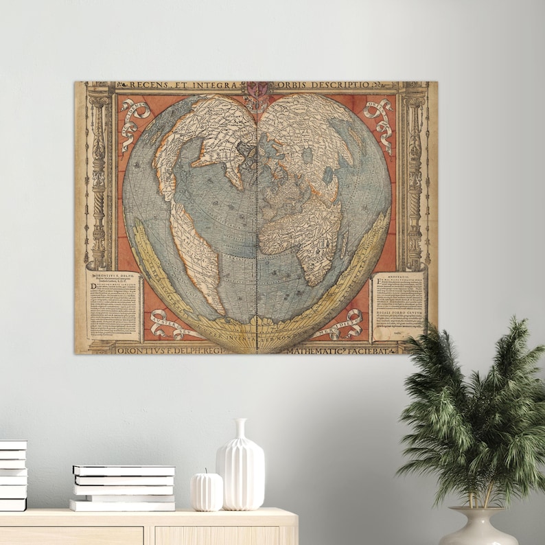 Ancient World Map Poster by Oronce Fine 1534 - Etsy