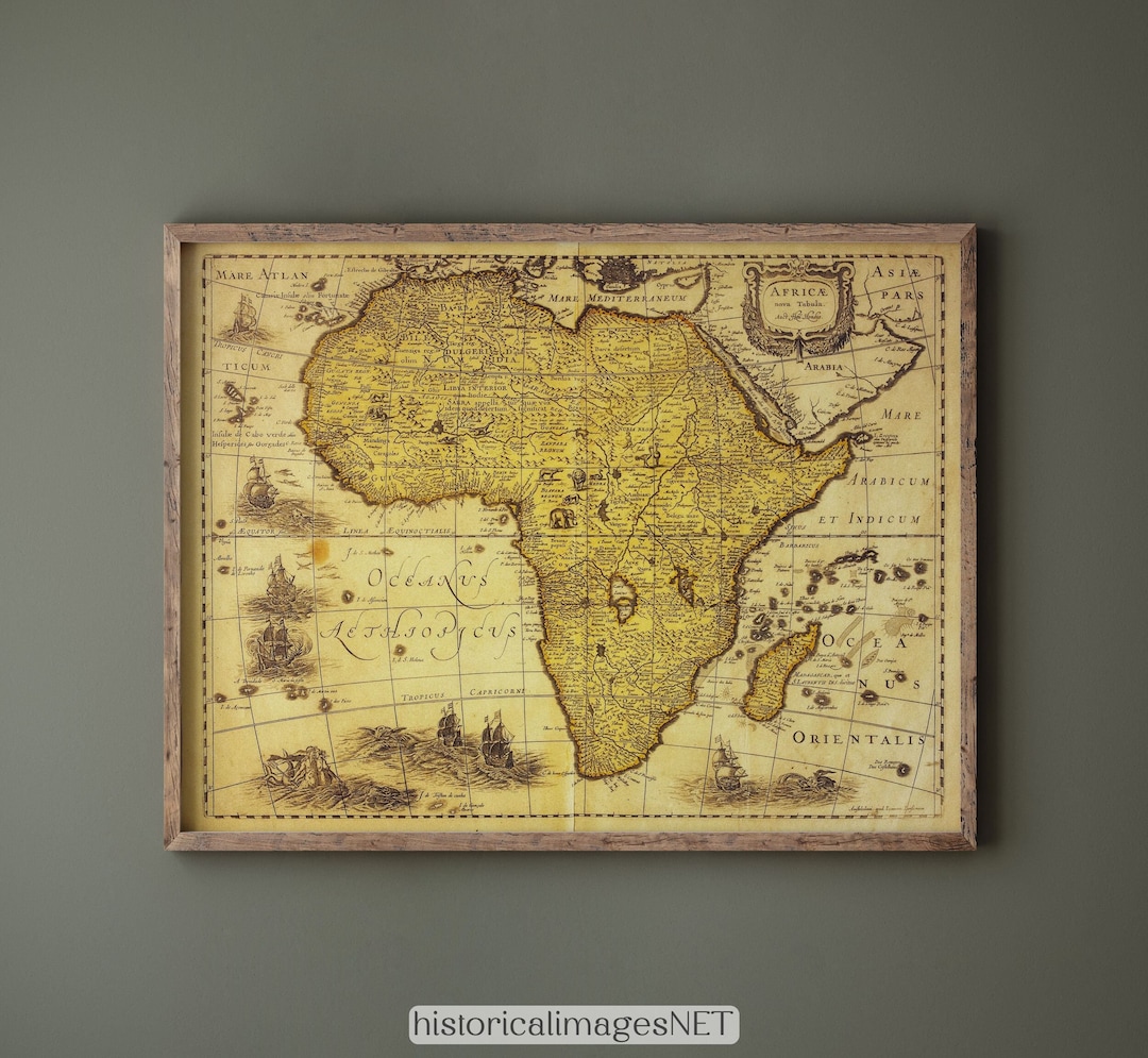Africa Ancient Vintage Map Print Reproduction. African Continent ...