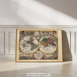 Ancient World Map Poster Reproduction From 1720. Fine Art Print. Wall ...