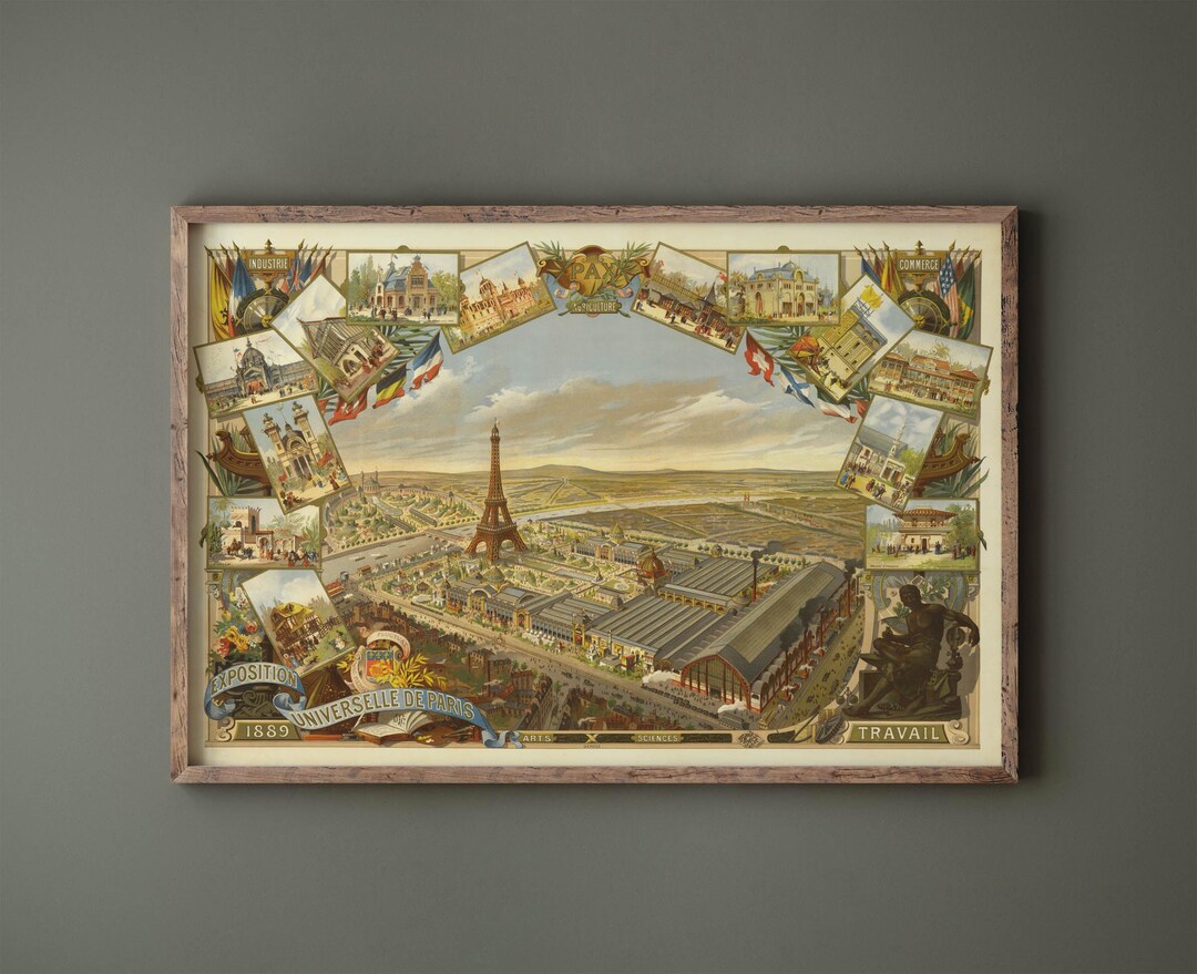 Exposition Universelle De Paris 1889. Eiffel Tower and Paris City View ...