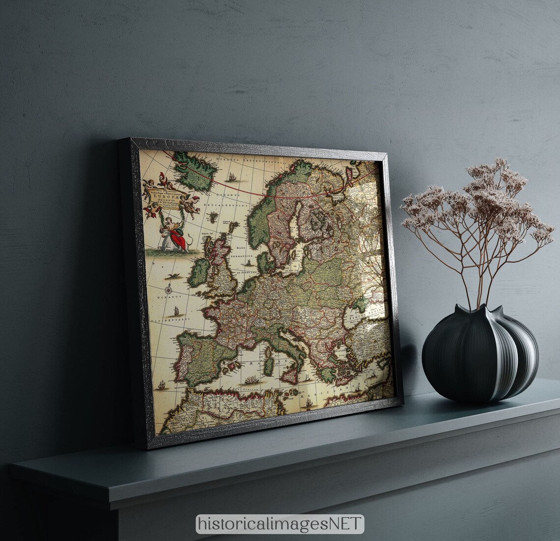 Ancient Map of Europe. Vintage Print Reproduction of an European Map of ...