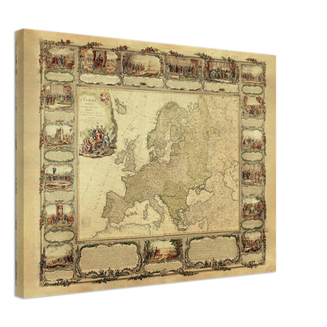 Ancient Old Map of Europe. Fine Art Print and Canvas of Antique ...