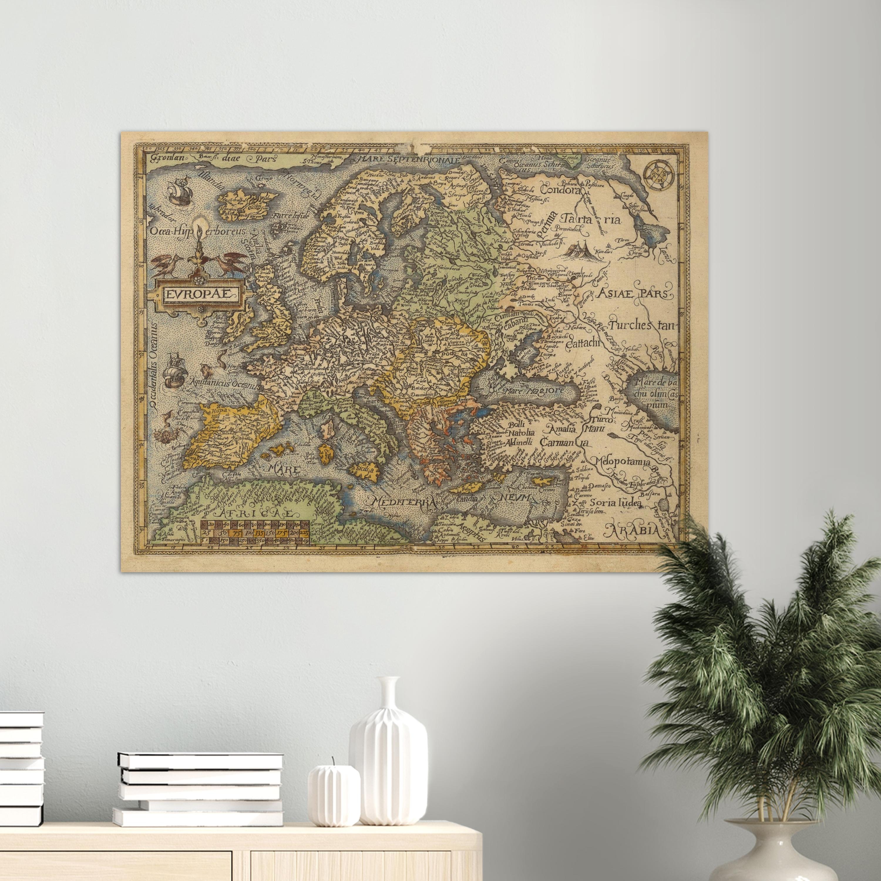 Old Map Poster of Europe Itinerarium Orbis Christiani by Michael ...