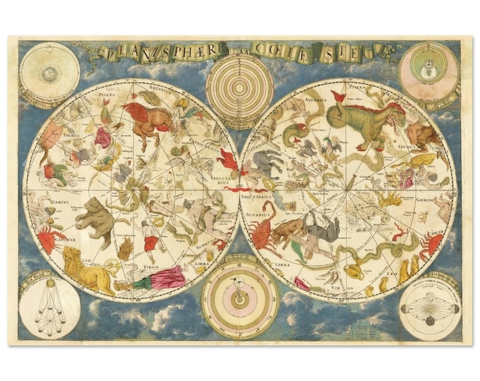 Vintage Old Map Planisphæri Cœleste/image Download Retro Style Design ...